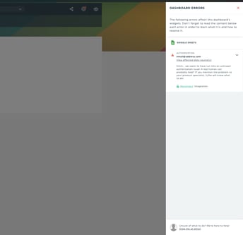 How to resolve errors happening in a dashboard?