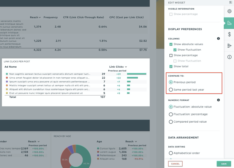 How to compare my data with previous periods?