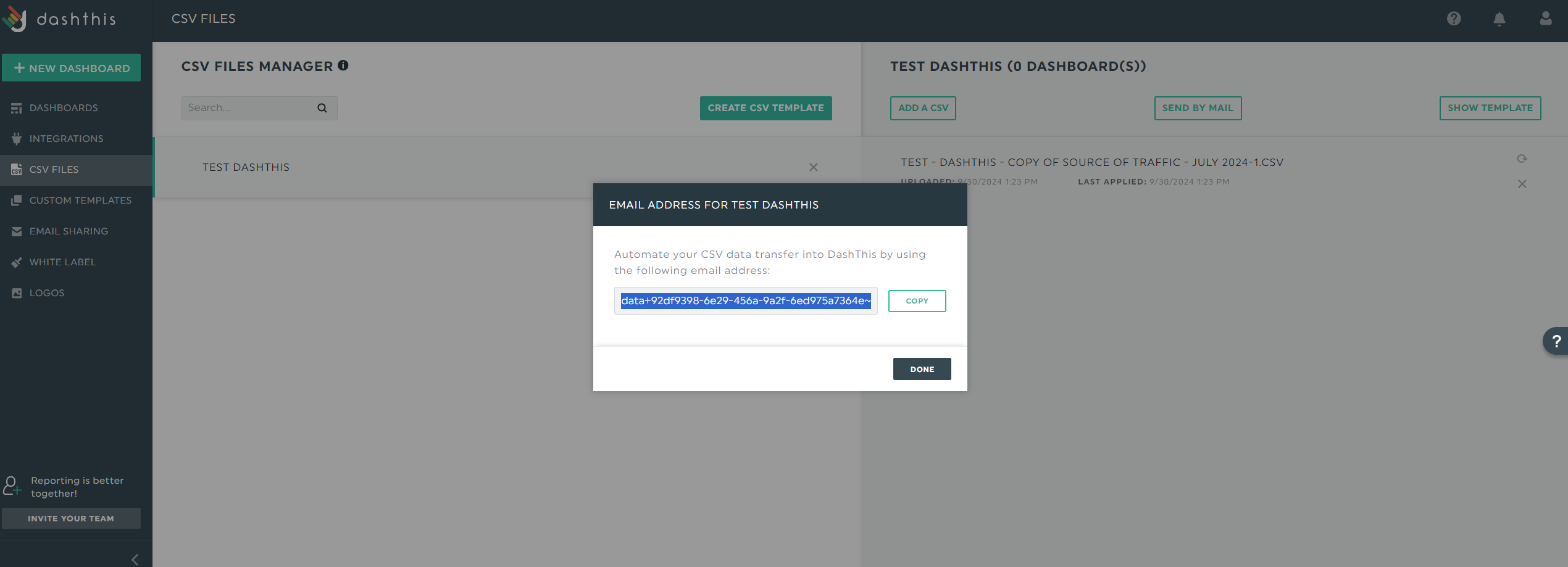 How to create a dashboard using a CSV file